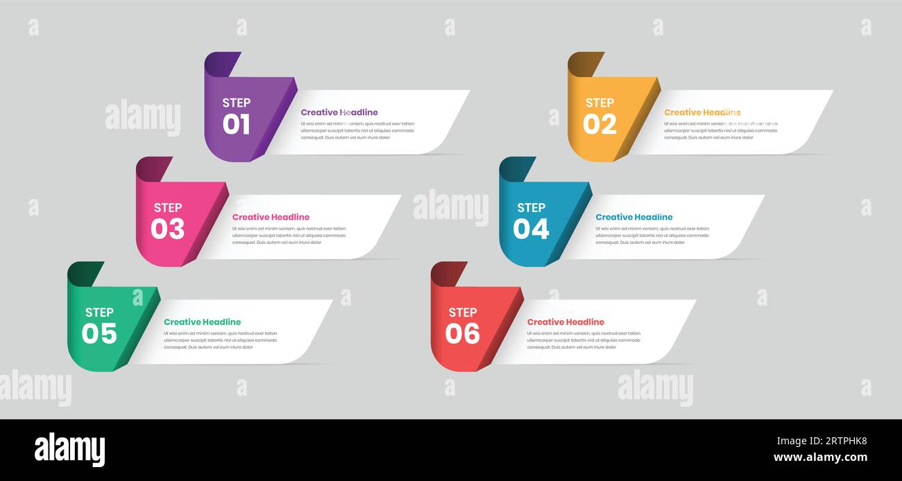 Six step modern minimalist business infographic layout design with ...