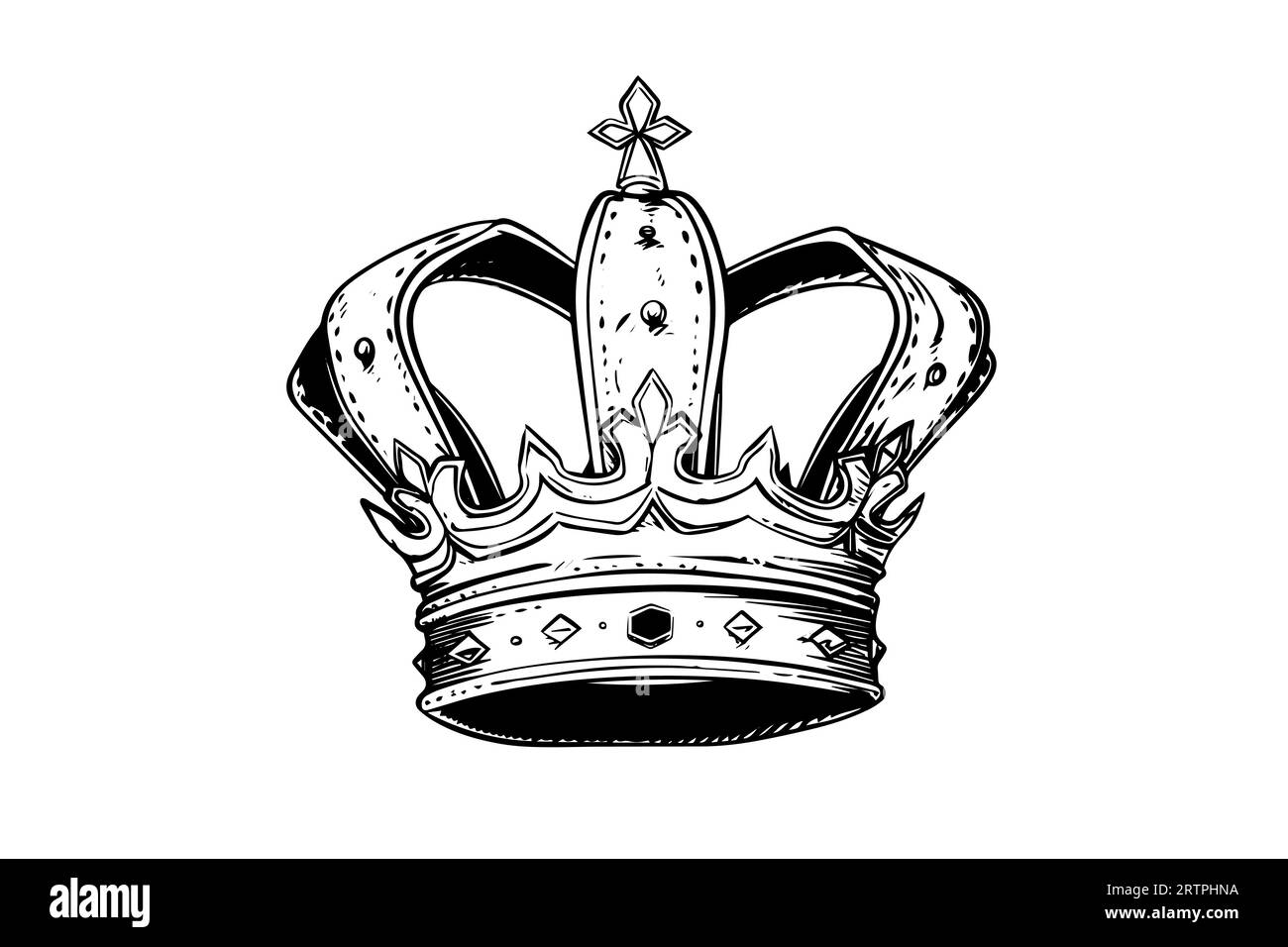 Hand drawn crown ink sketch. Engraving style vector illustration Stock ...