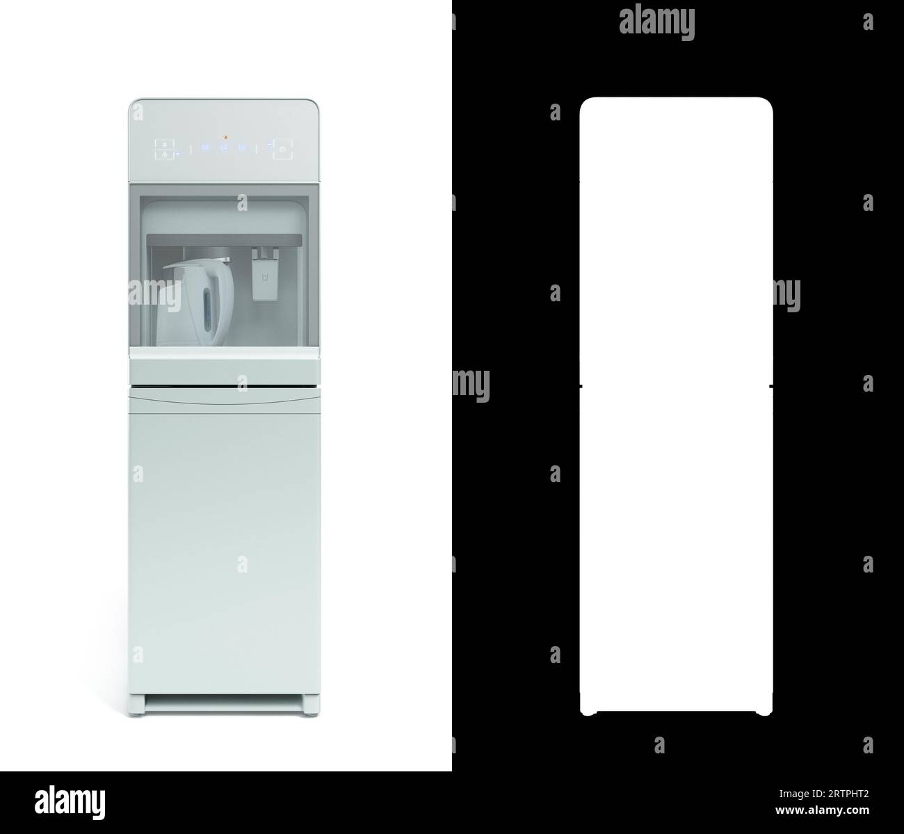 Modrn water cooler machine front view 3d render on white with alpha ...