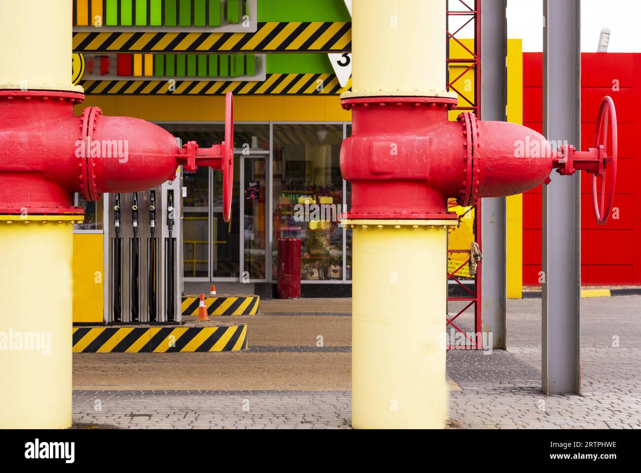 valve on the gas pipe. Providing with natural gas population. Station ...