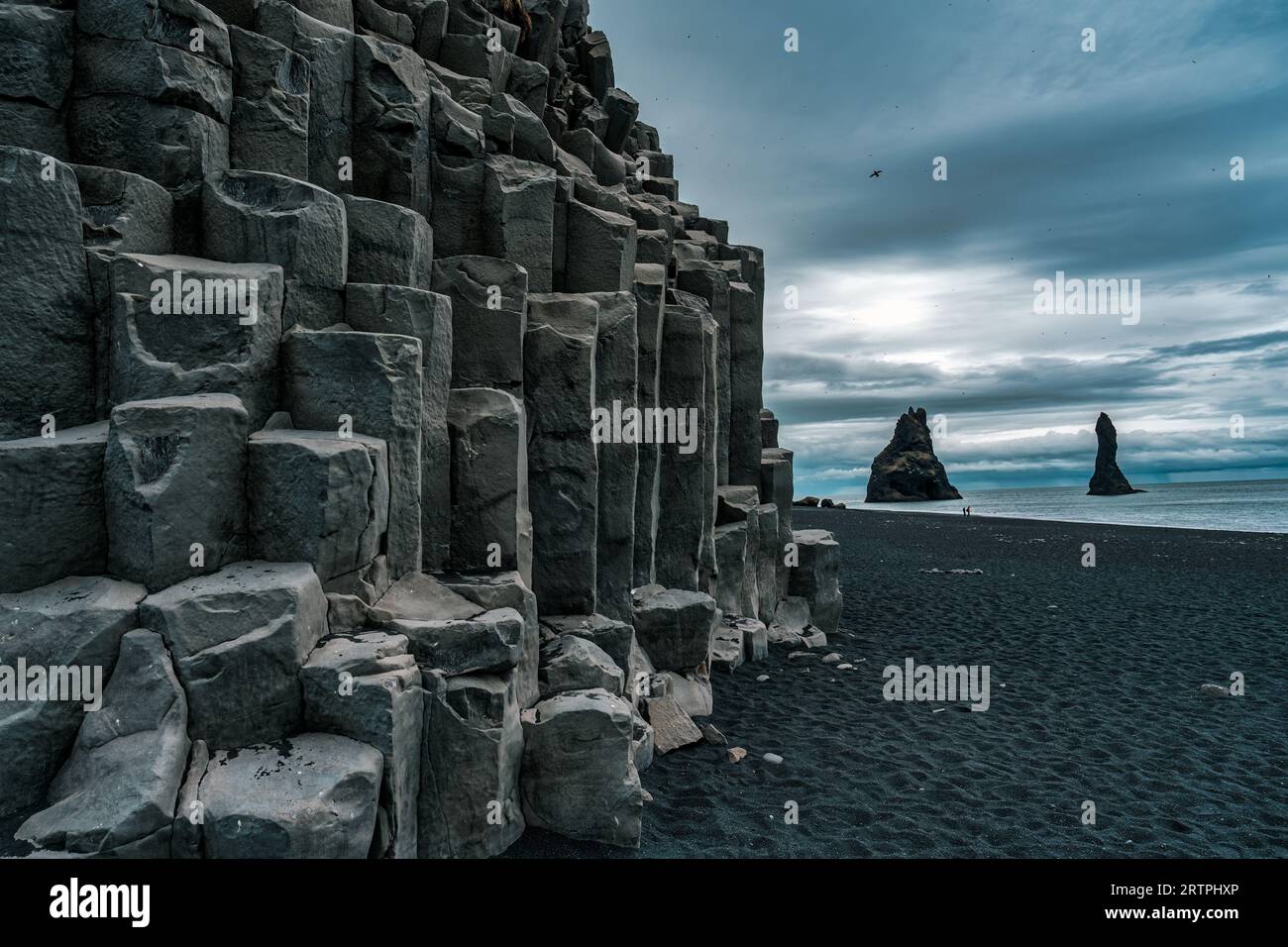 Dramatic landscape of Reynisdrangar natural rock formation on ...