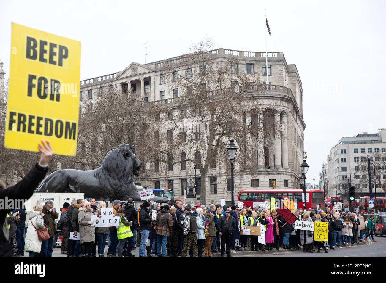 Participants gather with placards during a protest against the ...