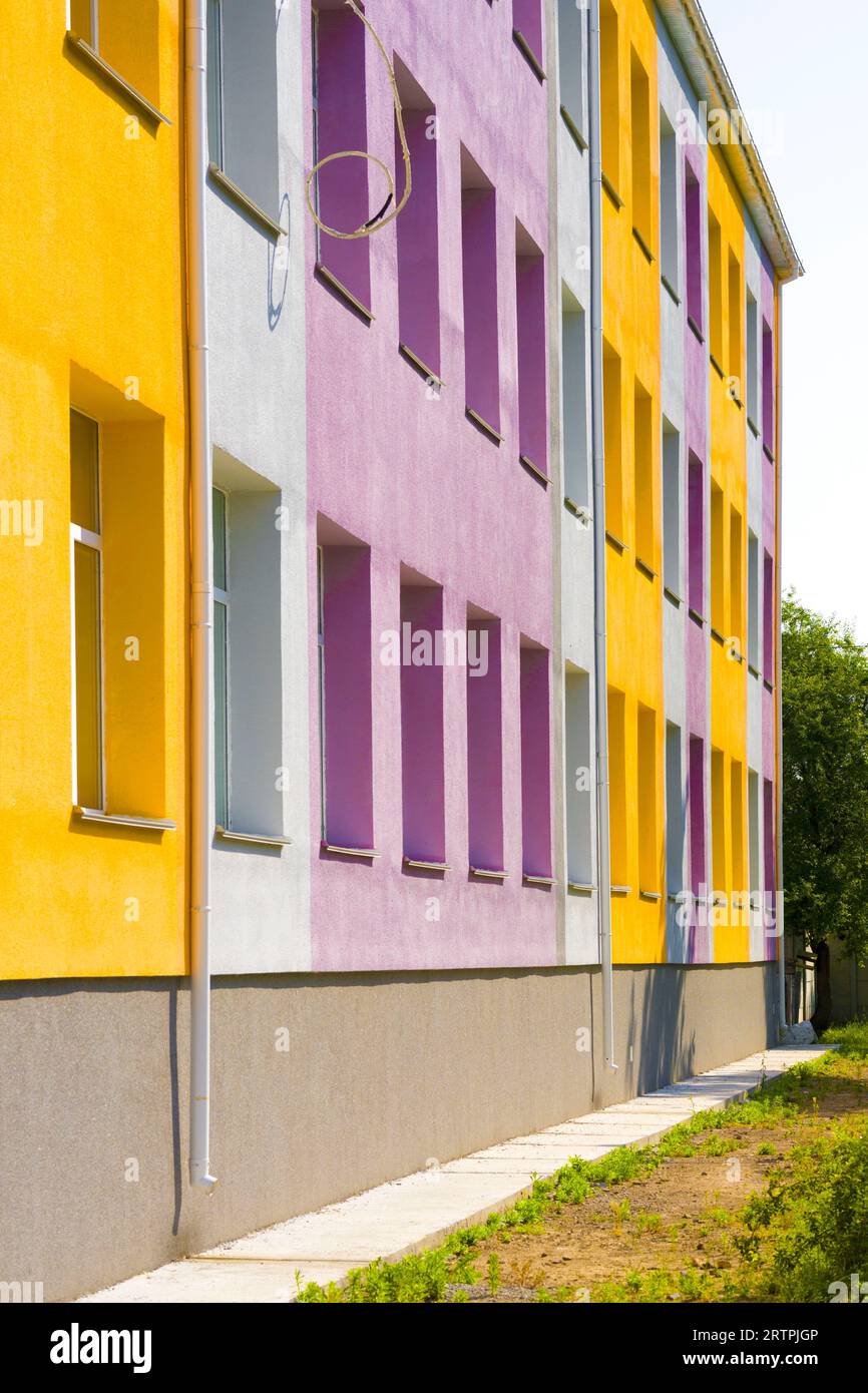 modern school house. modern building exterior. facade of a modern ...