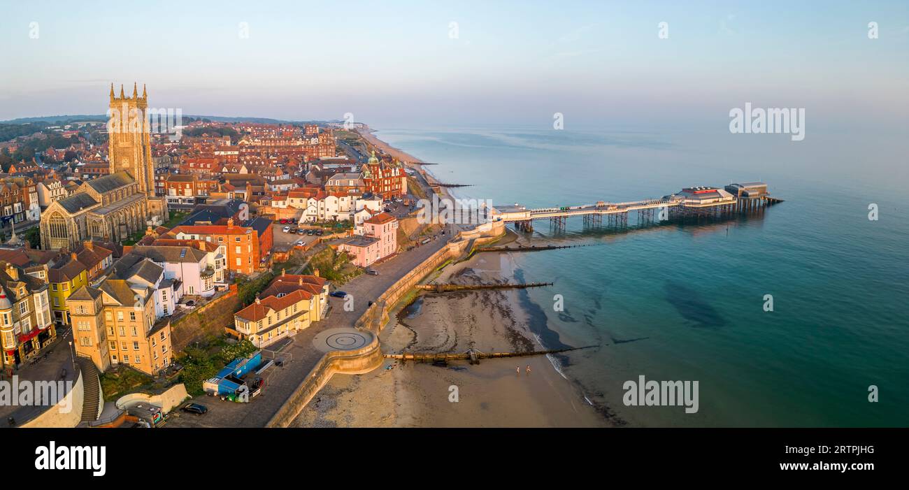 aerial panorama of Cromer in Norfolk, United Kingdom showing Cromer ...