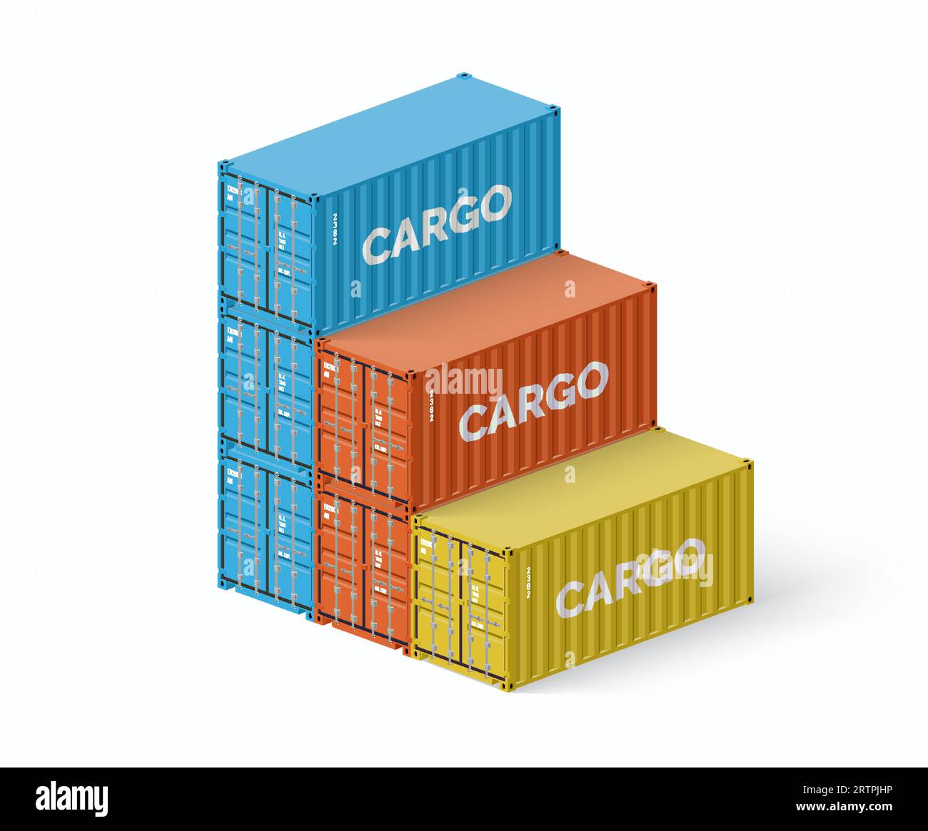 Stack of cargo containers. Vector illustration of shipping containers isolated on white ...