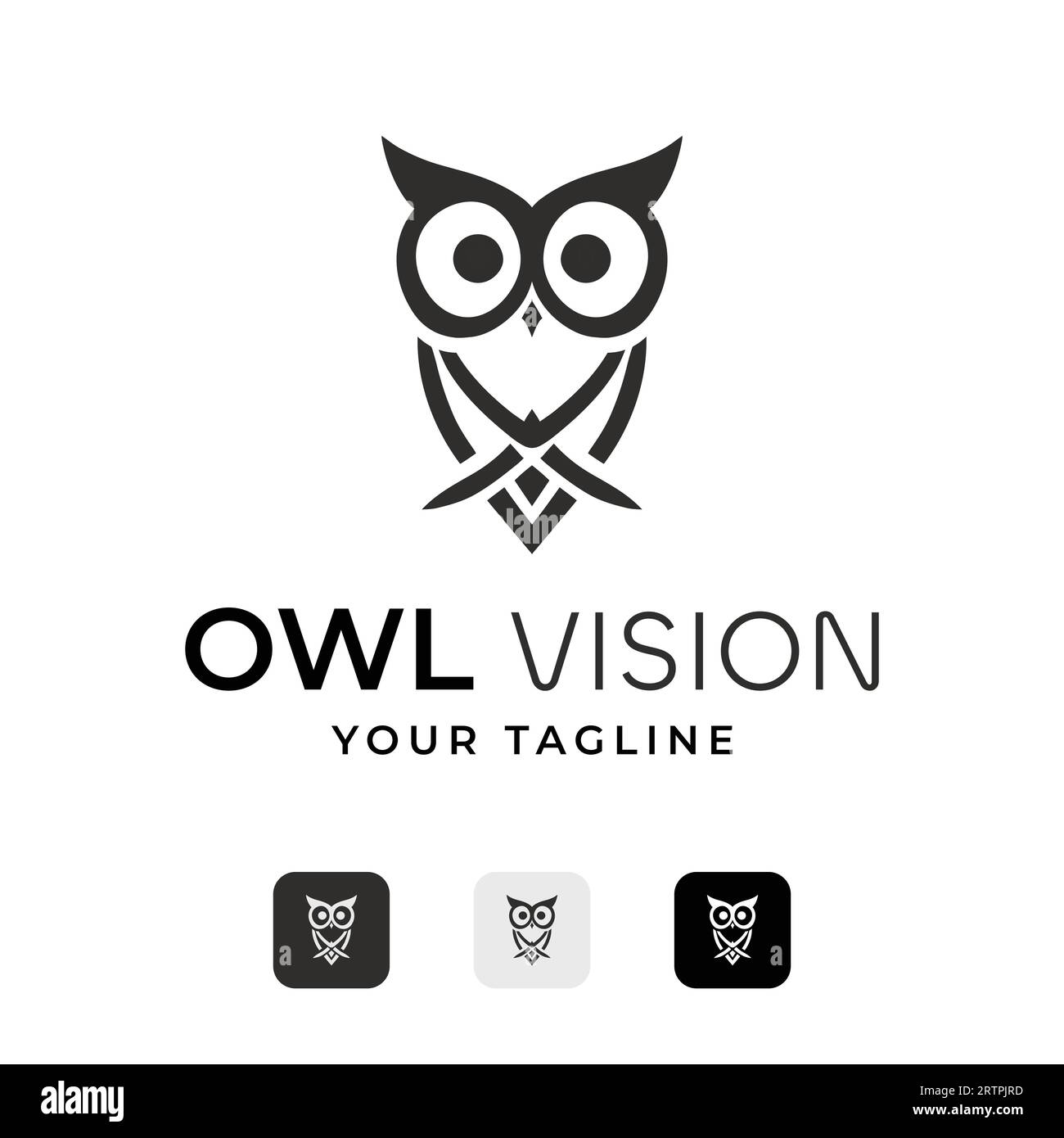 Minimalist Owl Vision vector Logo, Linear owl silhouette Stock Vector ...