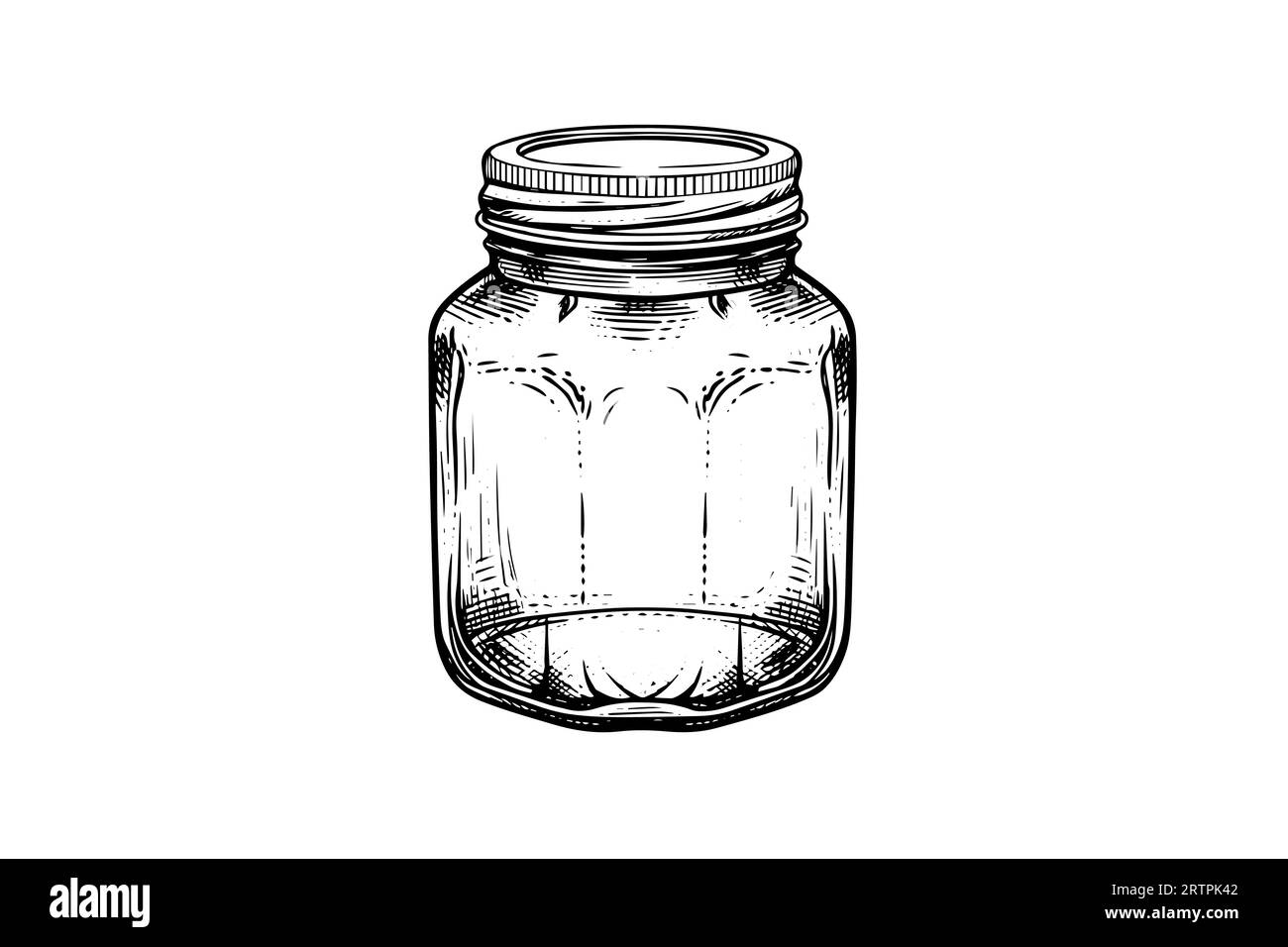 Empty glass jars ink sketch. Vector vintage black engraving ...