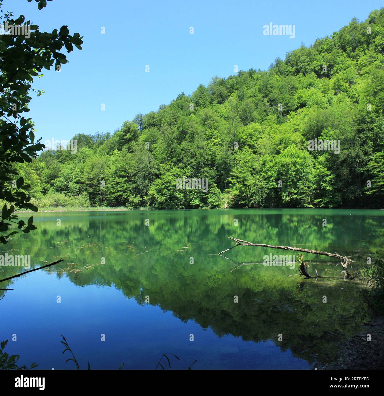 Beautiful blue mountain lake. Kilavar village. Shabran district ...