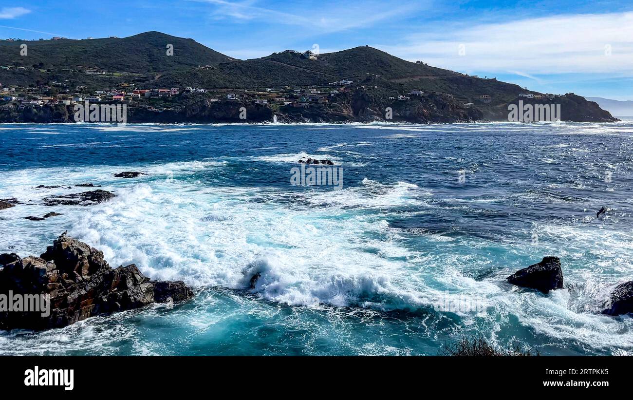 La Bufadora cliff which is a marine geyser in the city of Ensenada, in ...