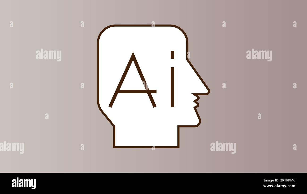 AI concept icon with human profile, sepia gradient Stock Vector Image ...