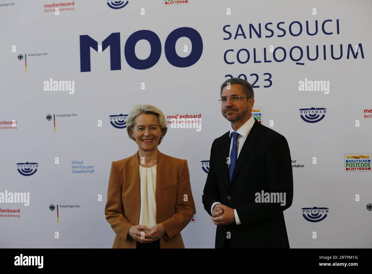 Potsdam, Germany, September 14, 2023, (l-r) Ursula von der Leyen, Mike ...
