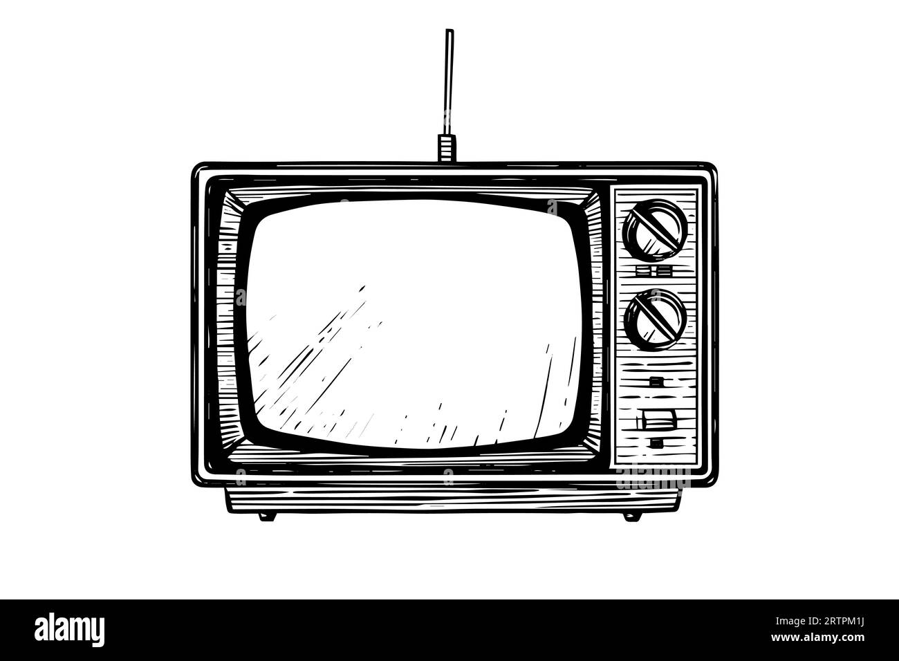Retro television vector illustration. Engraving style ink sketch Stock ...