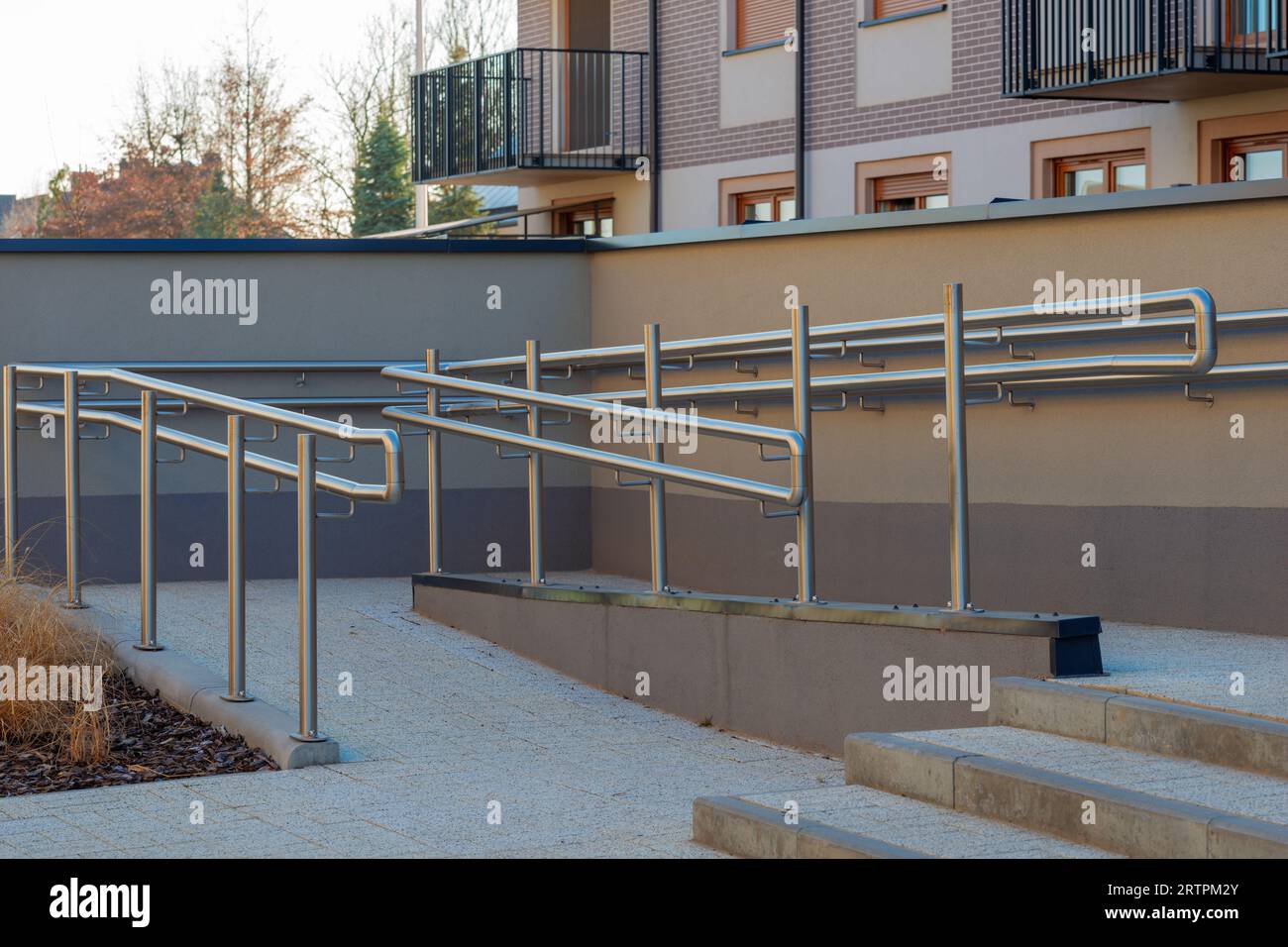 Stainless handrail on ramp for pushchair and wheelchair by modern ...