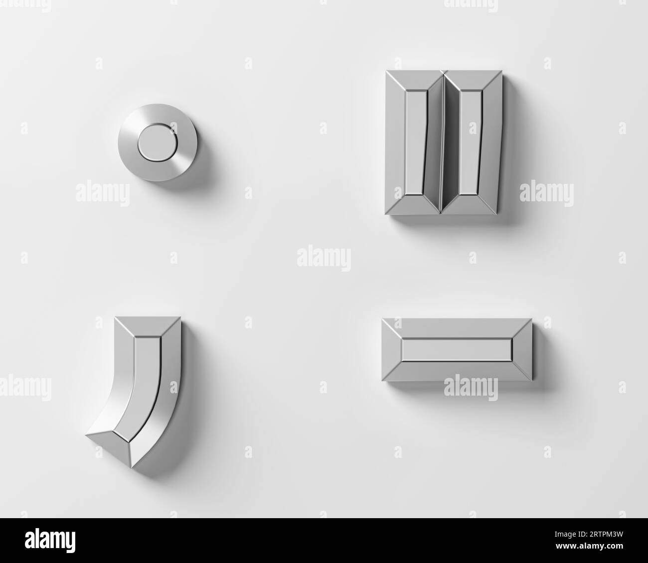 Symbols made of metal. 3d illustration of iron alphabet isolated on ...