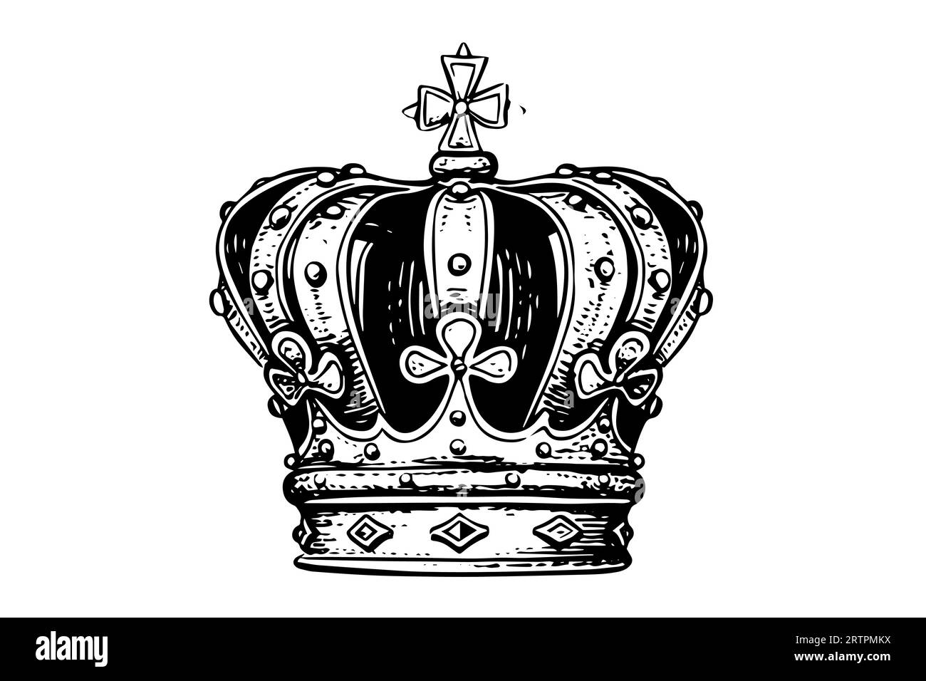 Hand drawn crown ink sketch. Engraving style vector illustration Stock ...