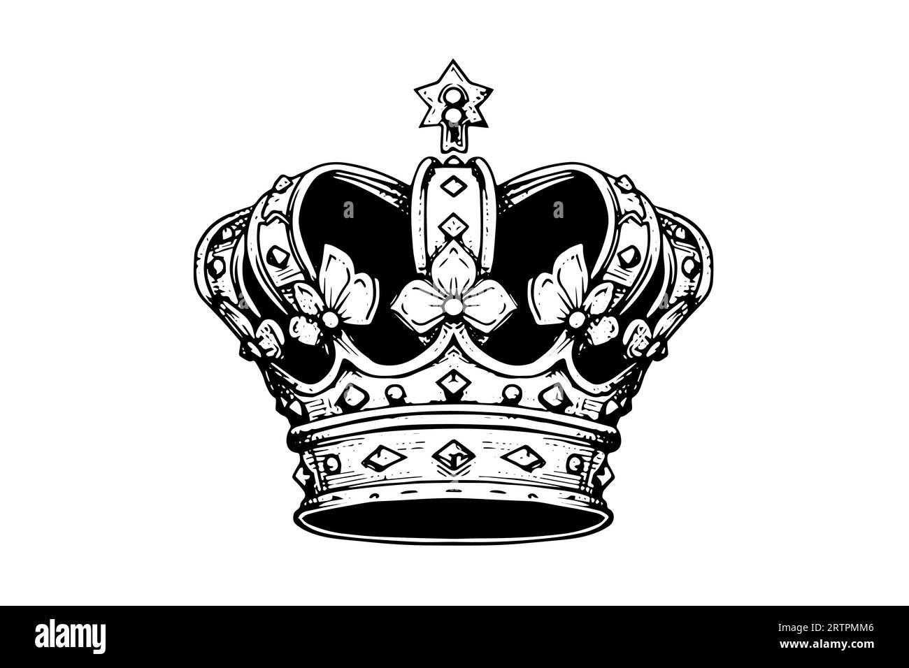 Hand drawn crown ink sketch. Engraving style vector illustration Stock ...