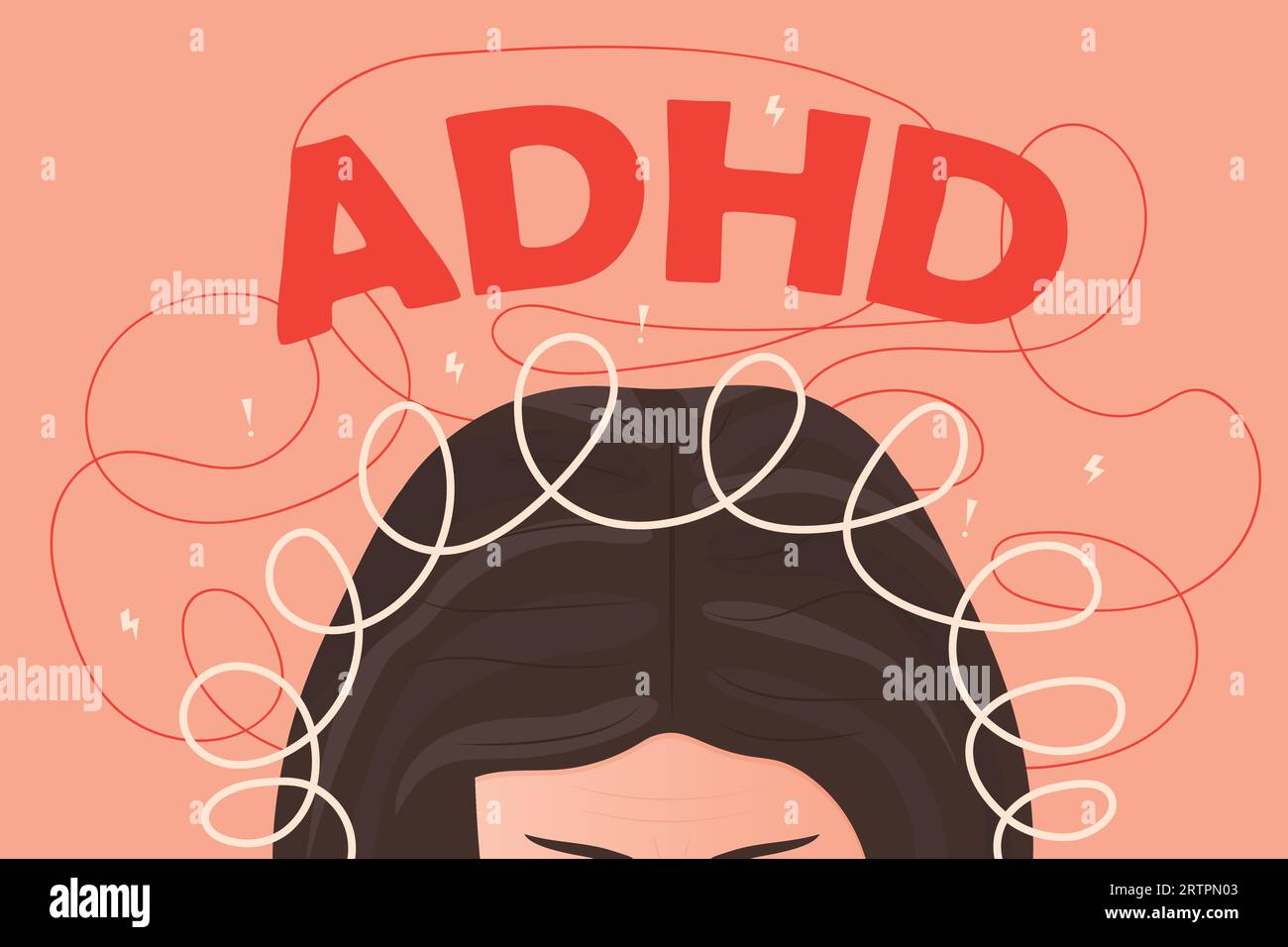 ADHD Attention Deficit Hyperactivity Disorder concept; mental health ...