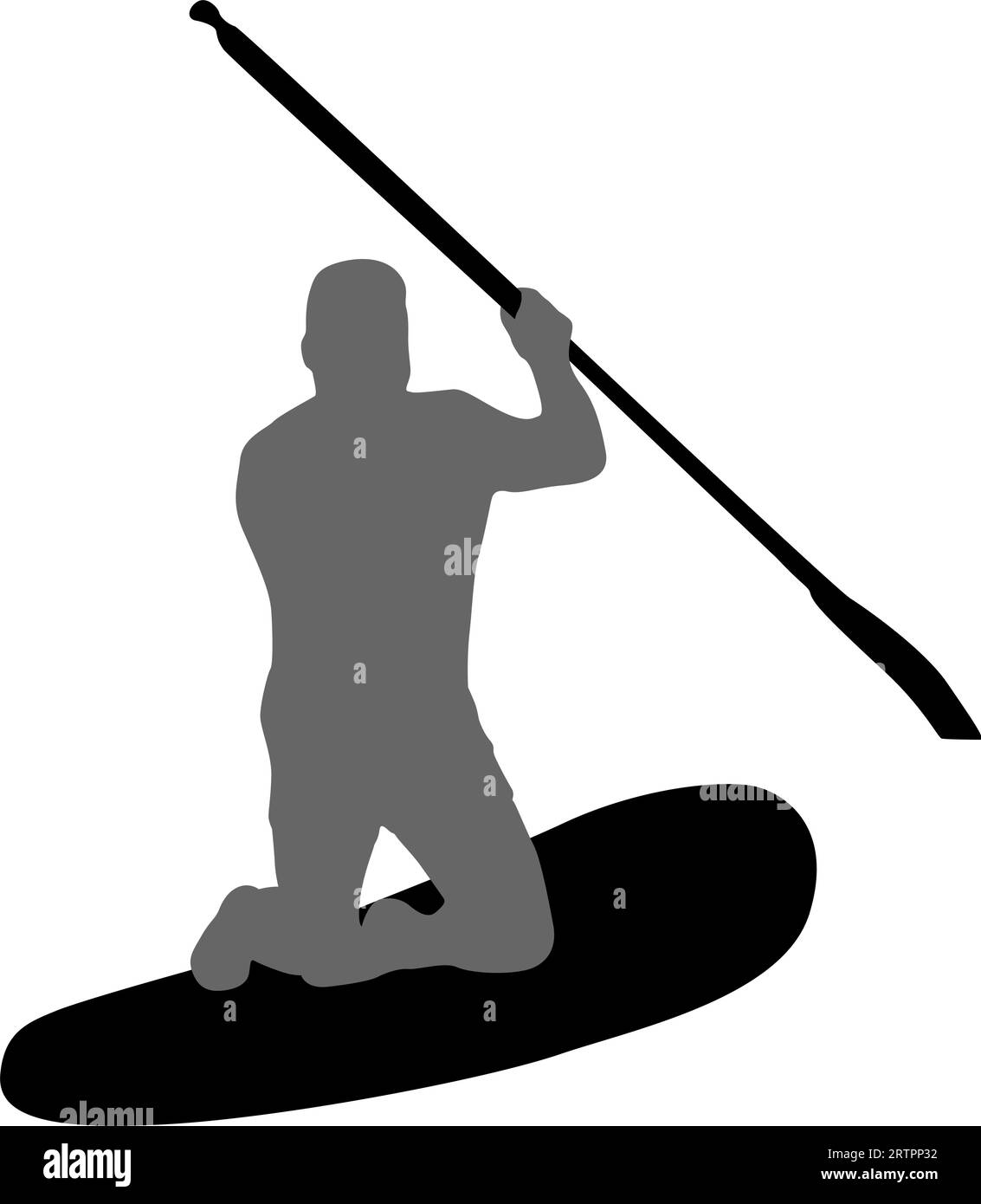 Silhouette of the Sport sup boat and oars. on a white background Stock ...