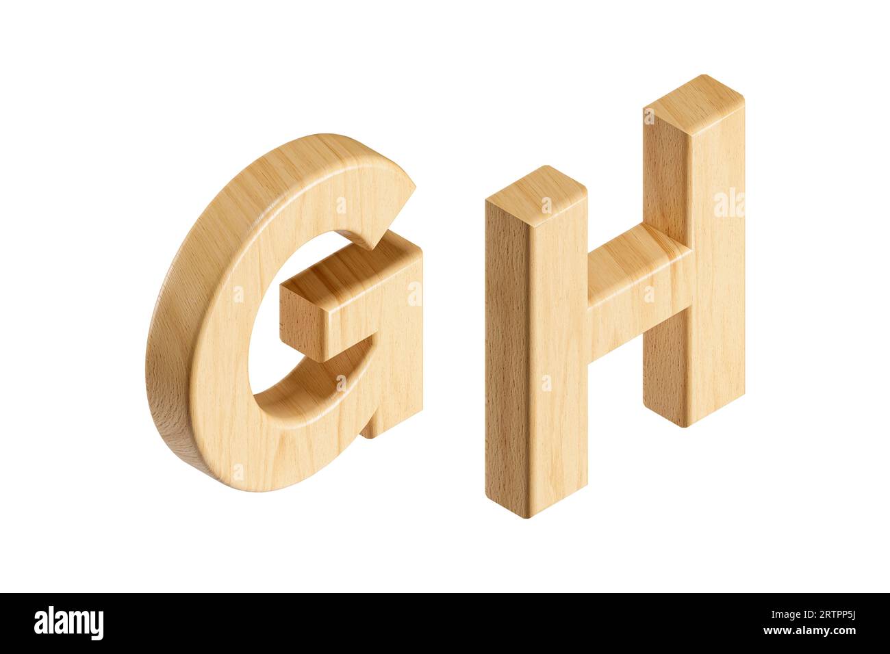 Letters made of wood. 3d isometric illustration of wooden alphabet ...