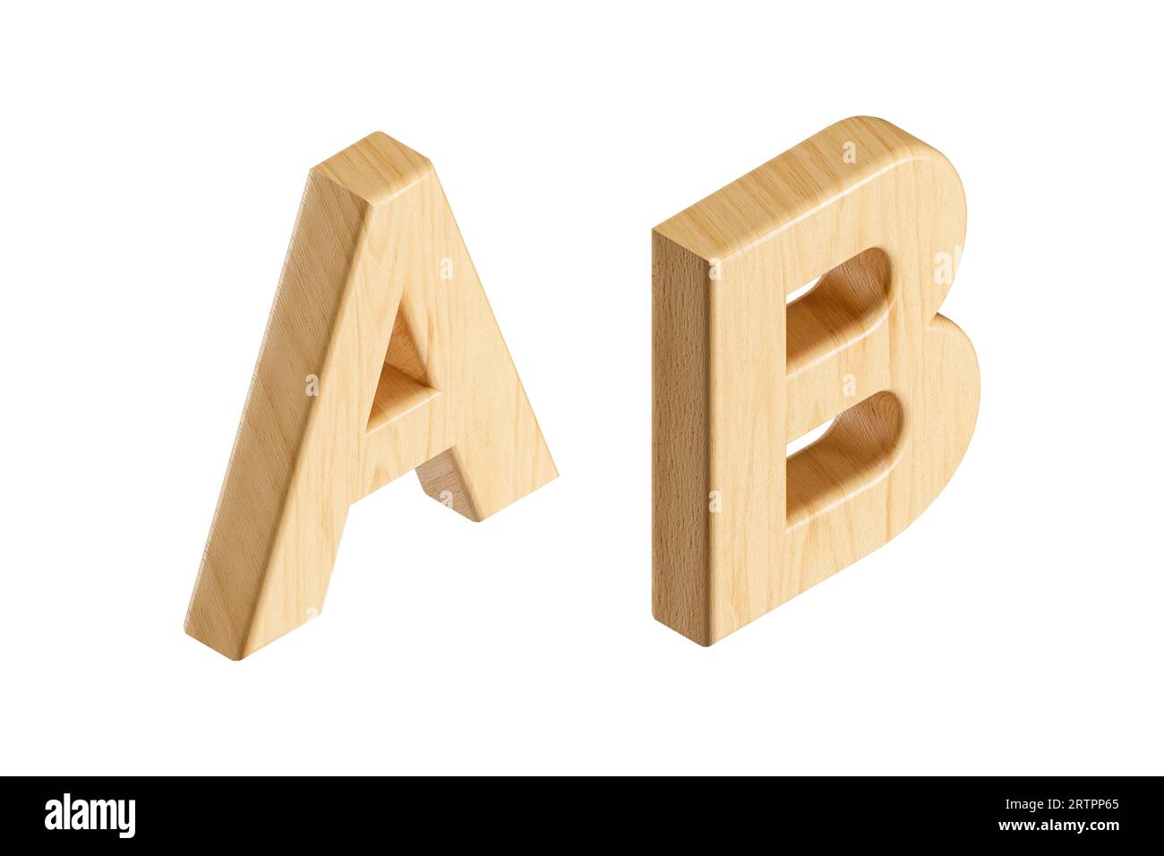 Letters made of wood. 3d isometric illustration of wooden alphabet ...