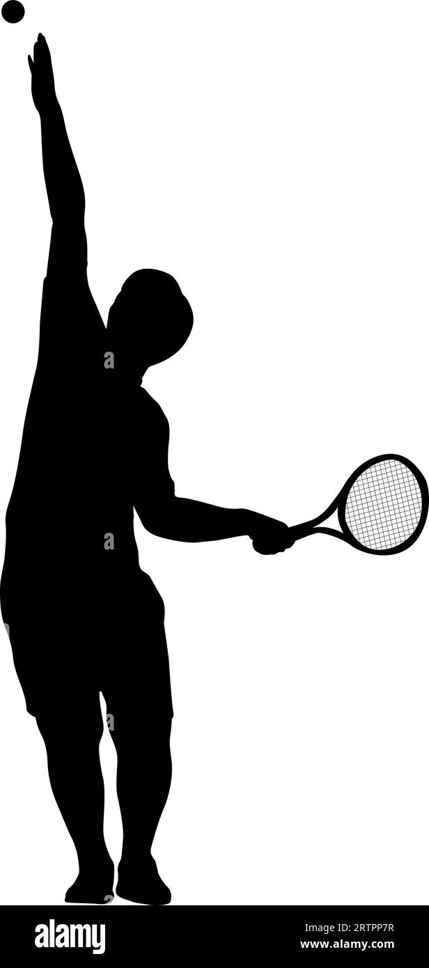 Black silhouette of female badminton player on white background Stock ...