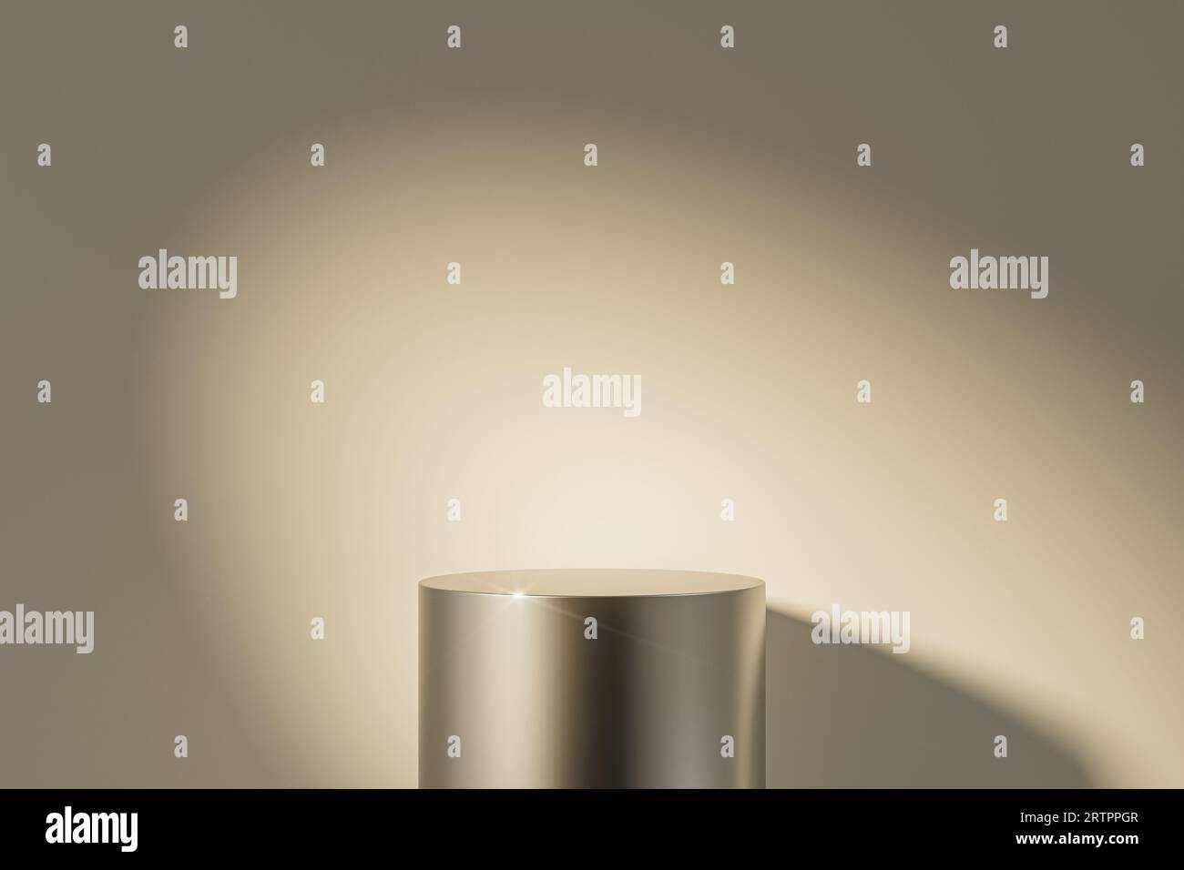 3d presentation pedestal or dais made of metal in room illuminated by ...