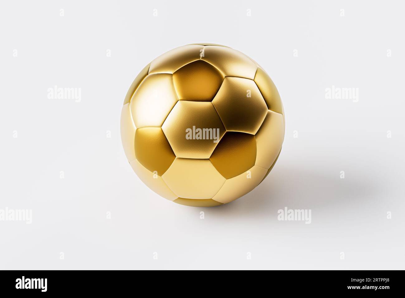 Futuristic soccer ball made of gold on white background. 3d ...