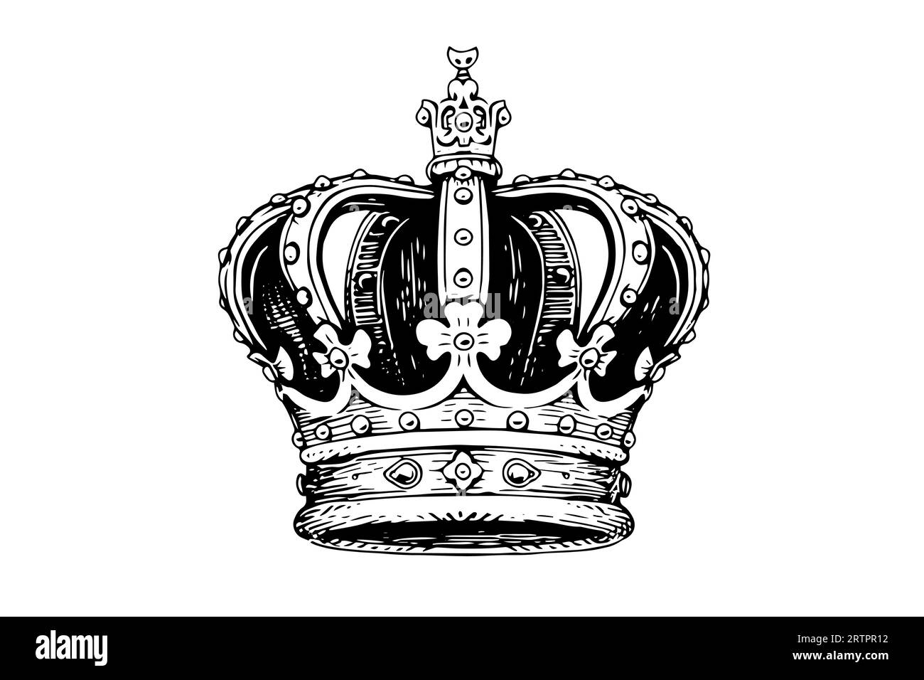 Hand drawn crown ink sketch. Engraving style vector illustration Stock ...