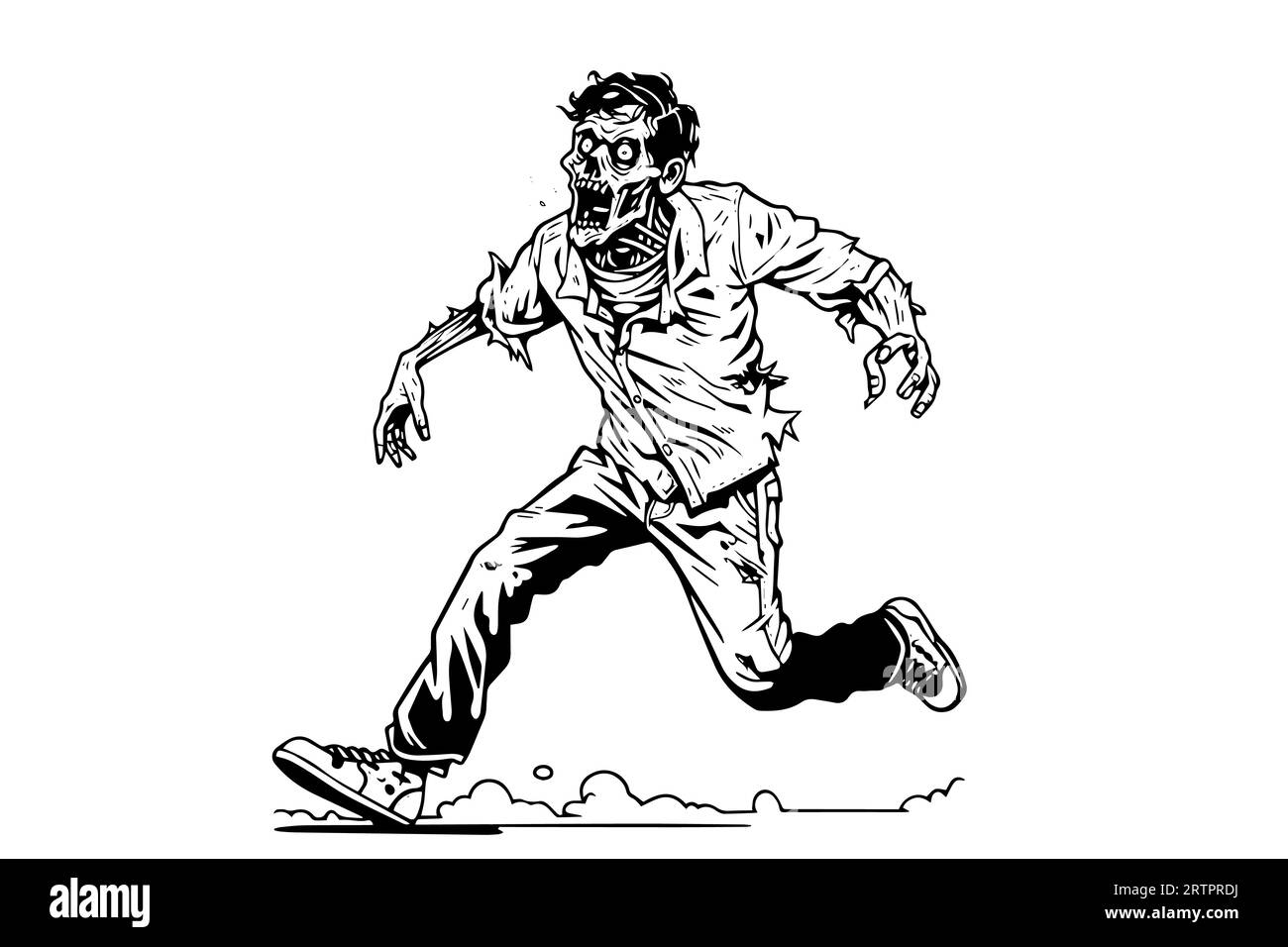 Zombie Ink Sketch Walking Dead Hand Drawing Vector Illustration Stock Vector Image And Art Alamy