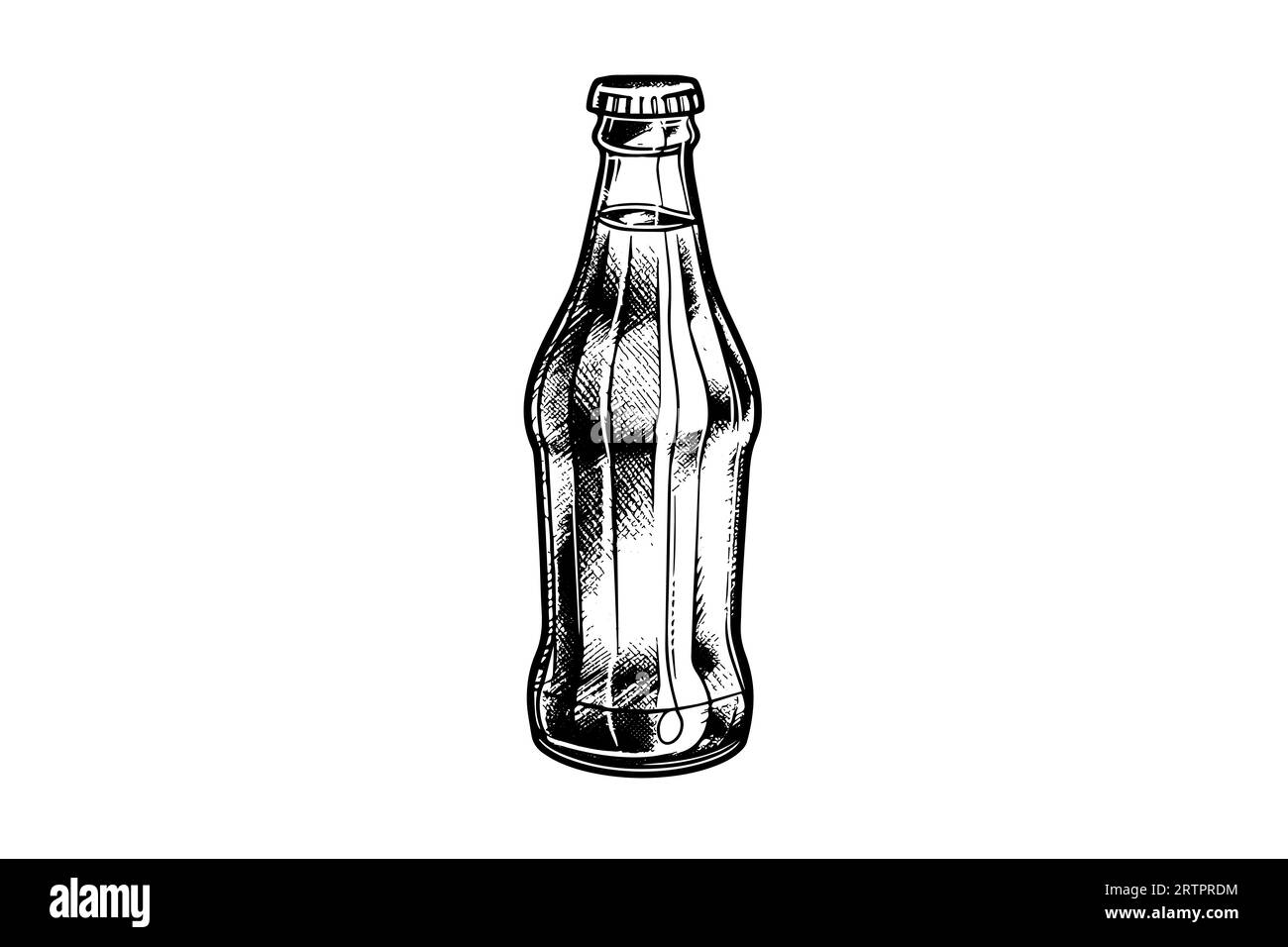 Glass bottle of soda. Ink sketch of cola hand drawn vintage vector ...