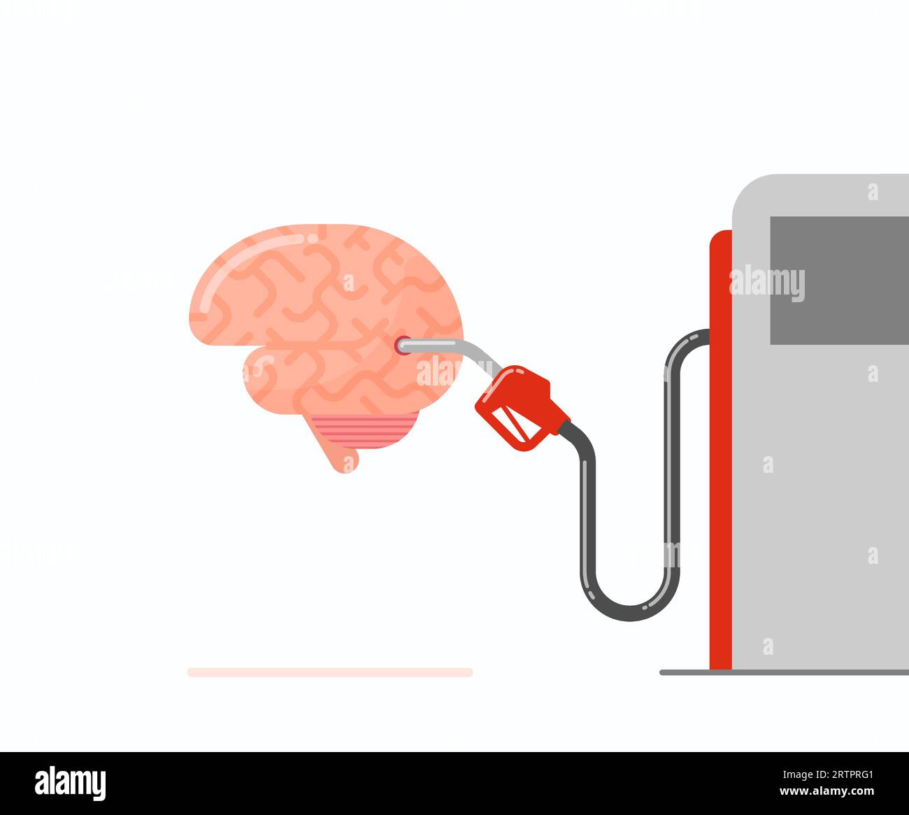 Vector illustration of brain filling-up with new knowledge. Education ...