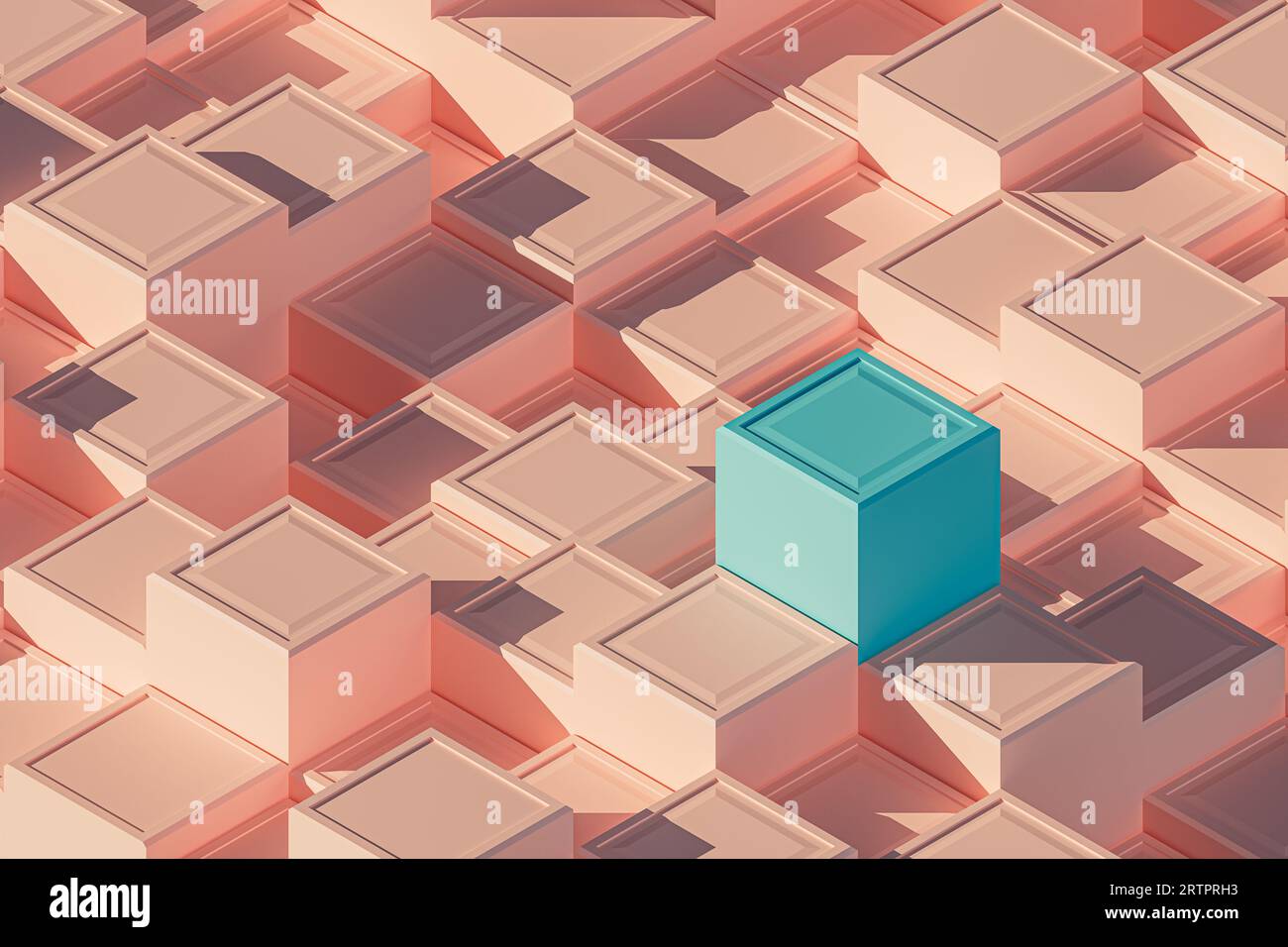 Isometric 3d illustration of chaotic pattern made of cubes with the one ...