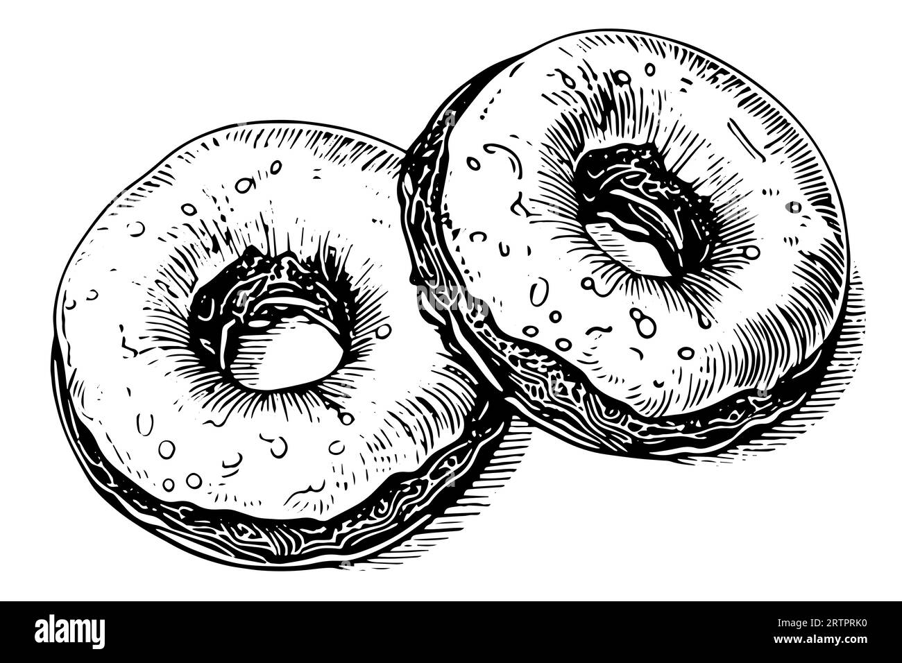 Tasty donut engraving style. Hand drawn ink sketch vector illustration ...
