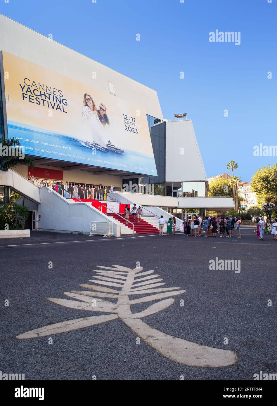 Cannes, France - 09 08 2023 : "Cannes Yachting Festival" giant sign on ...