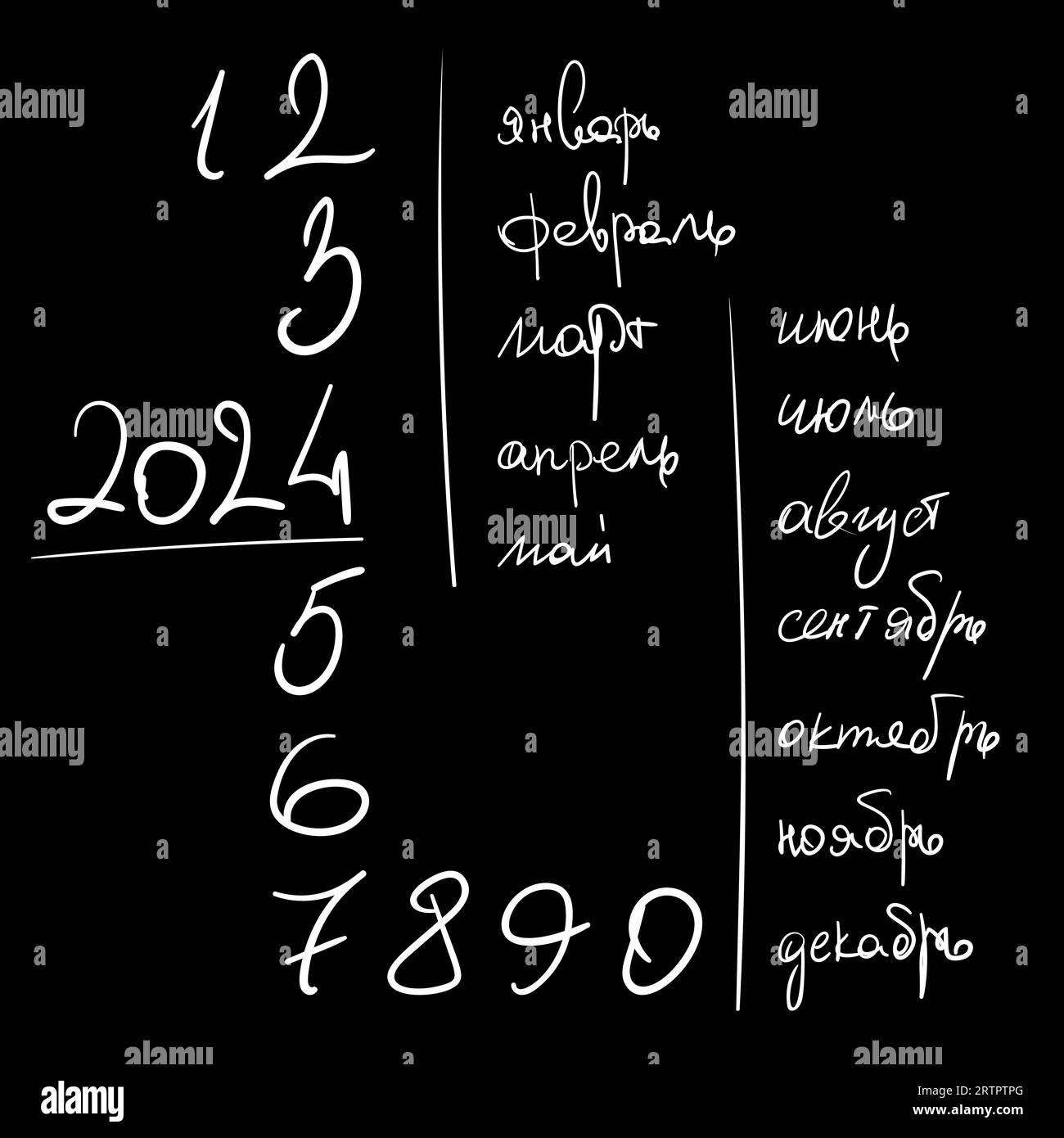 Different numbers of the year and the names of the months in Russian ... Different numbers of the year and the names of the months in Russian ...