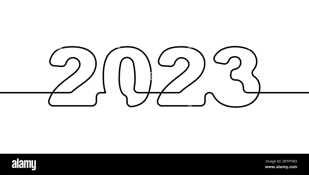 2023 year number minimalism continuous line art drawing thin single ...