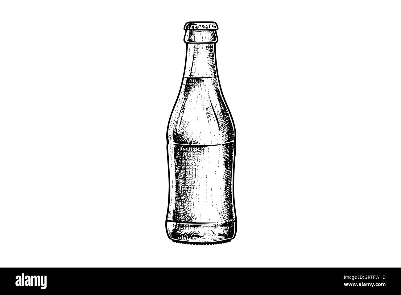 Glass bottle of soda. Ink sketch of cola hand drawn vintage vector ...