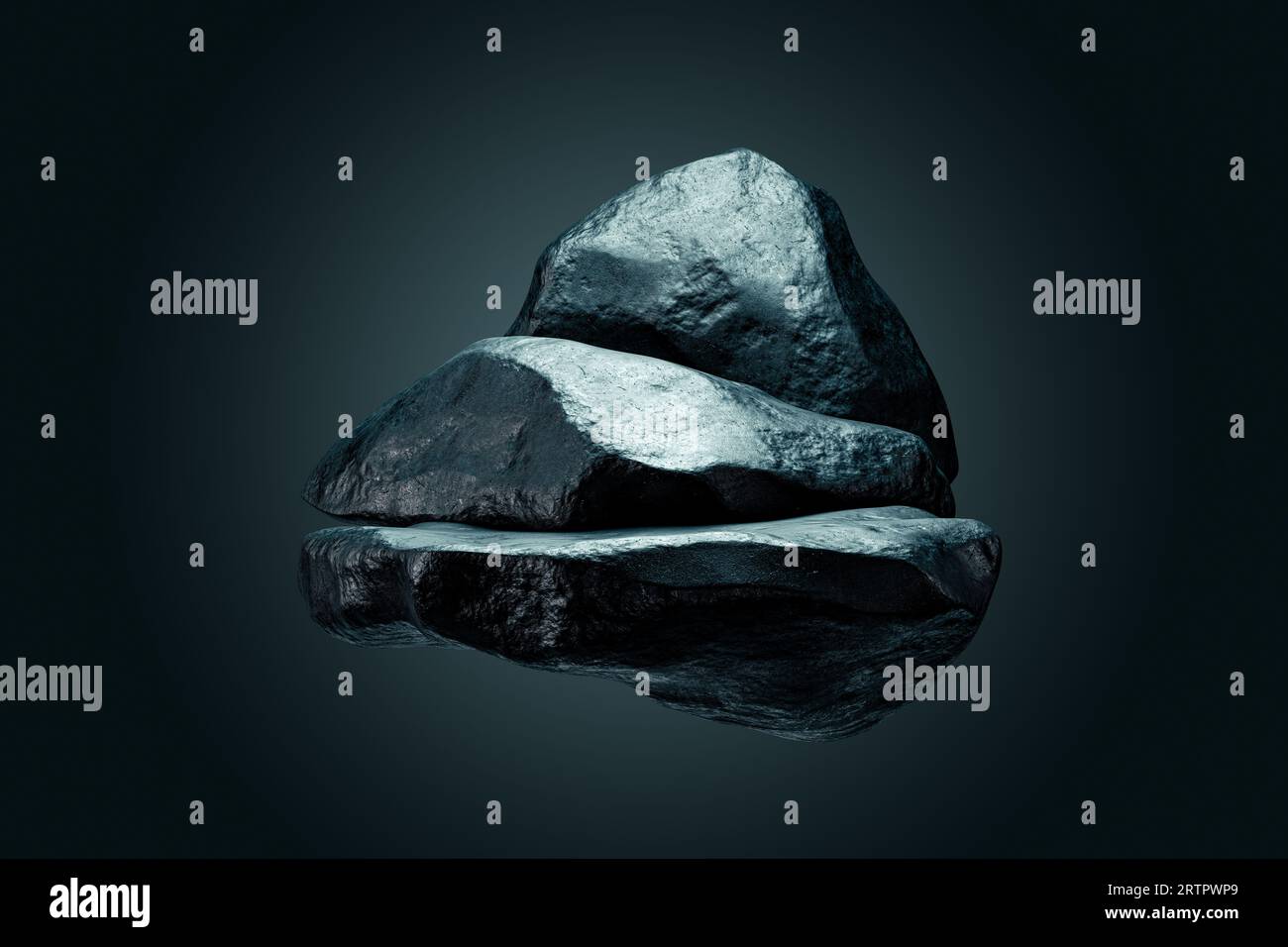 3d presentation pedestal or dais made of natural rock levitating over ...