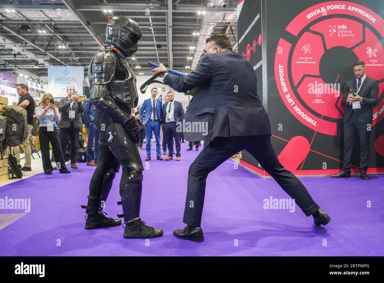 London UK. 14 September 2023 . A man wearing a Chiron-X1 High-Impact ...