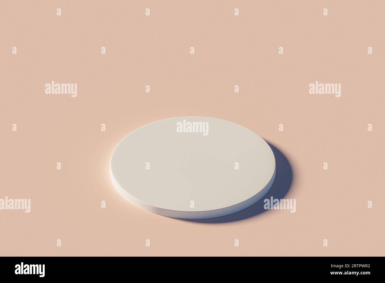 3d presentation round pedestal over pink flat landscape background ...