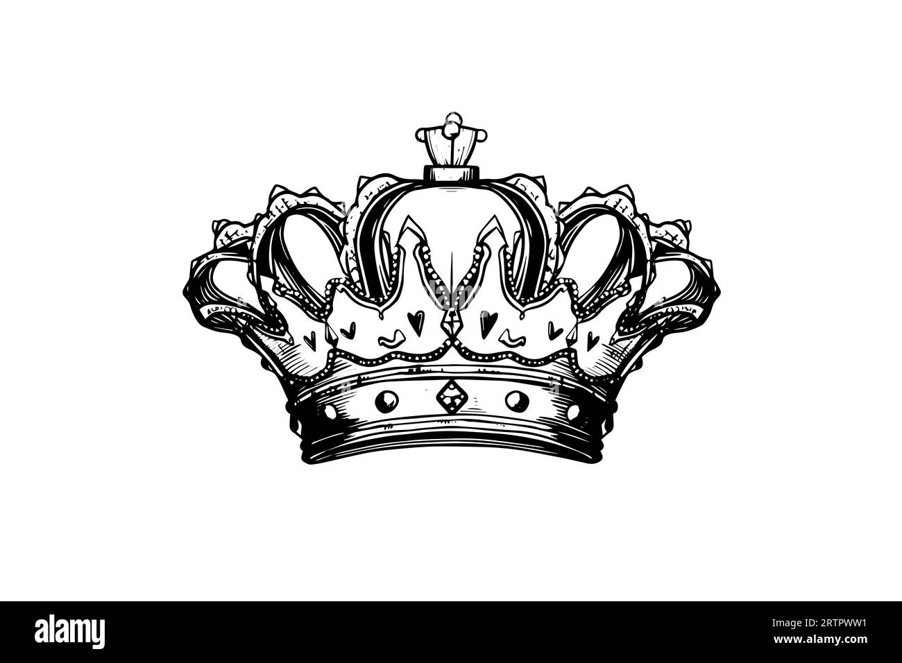 Hand drawn crown ink sketch. Vintage engraved vector illustration Stock ...