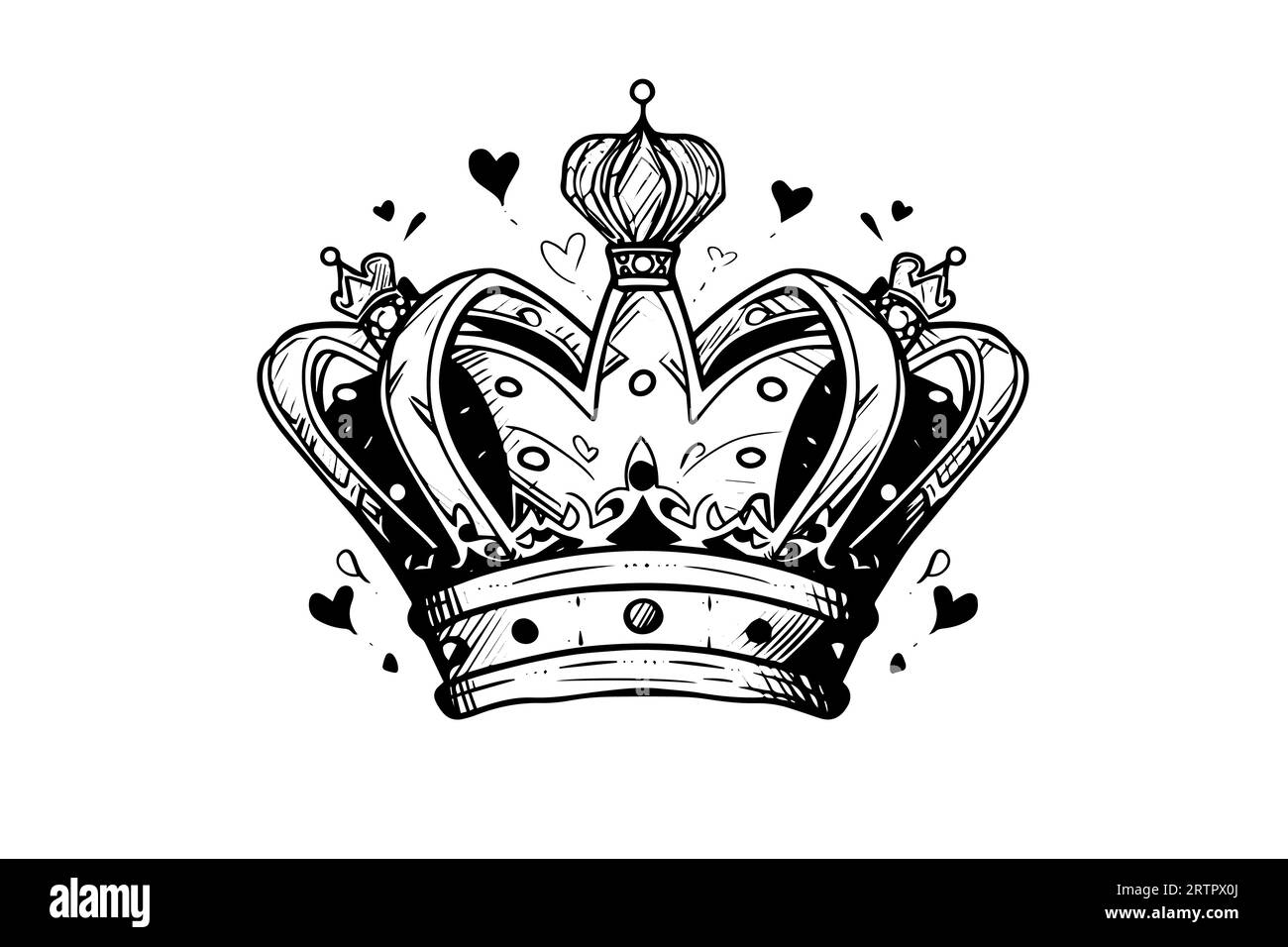 Hand drawn crown ink sketch. Vintage engraved vector illustration Stock ...