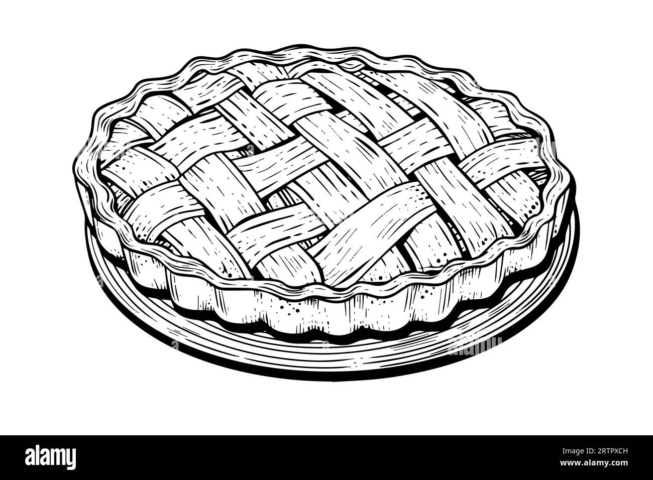Apple pie hand drawn engraving style vector illustration Stock Vector ...