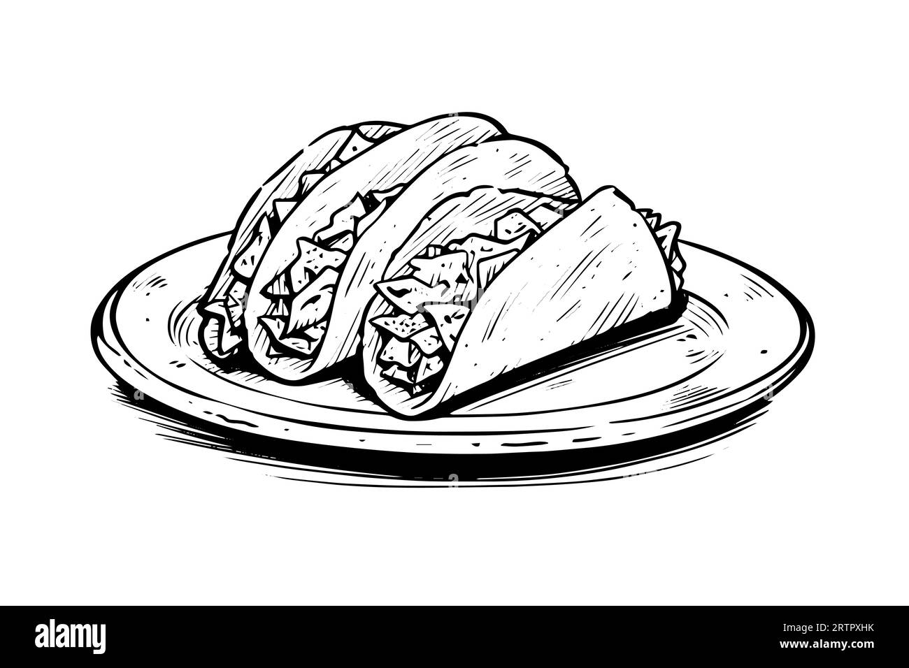 Hand drawn ink sketch of taco. Traditional mexican fast food illustration. Vector drawing Stock Vector Image Art Alamy