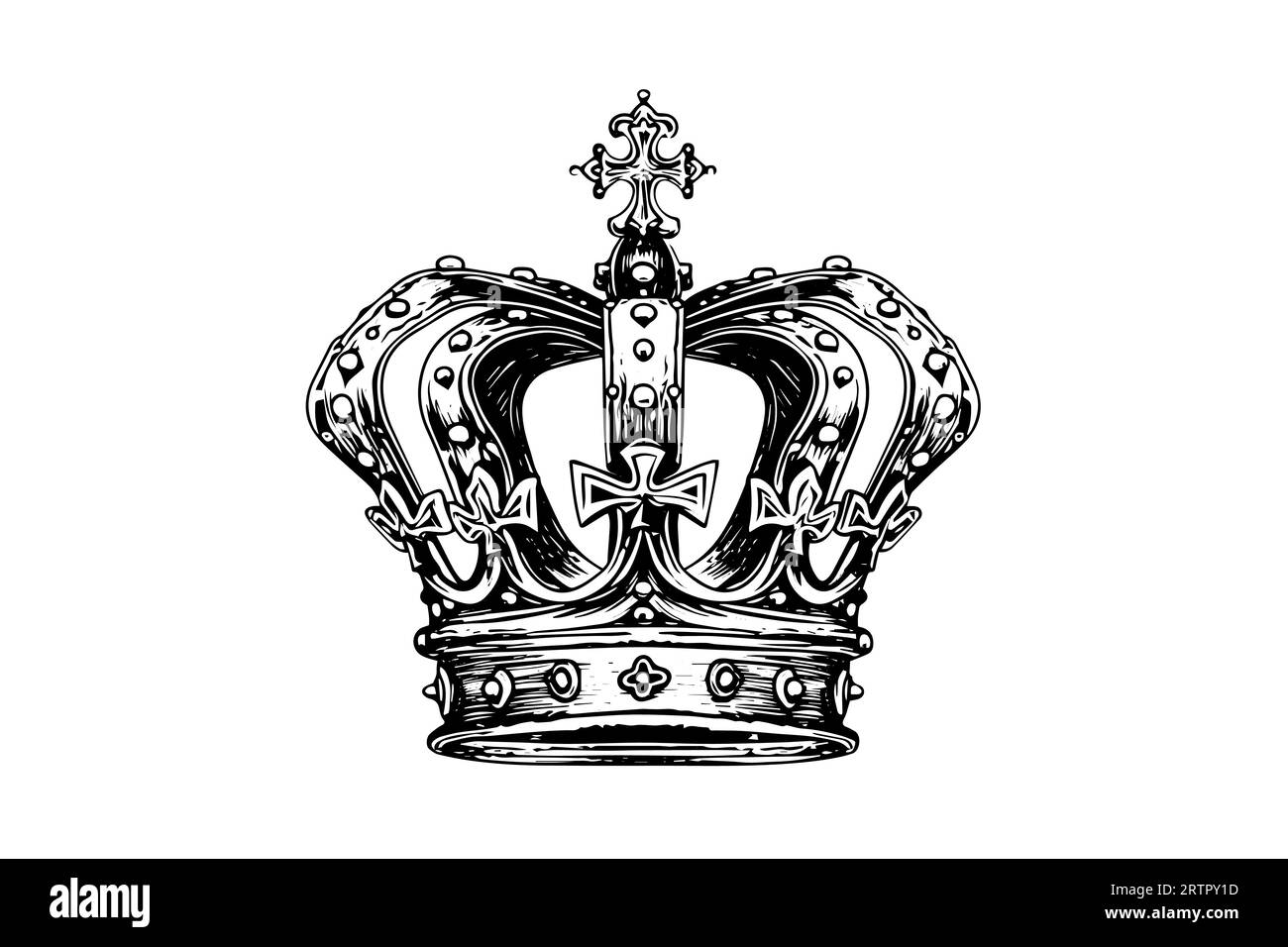 Hand drawn crown ink sketch. Engraving style vector illustration Stock ...