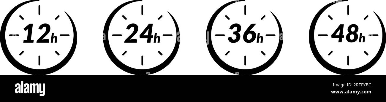 12 and 24-hour clock icon .48h and 72h fast delivery timer. Special day ...