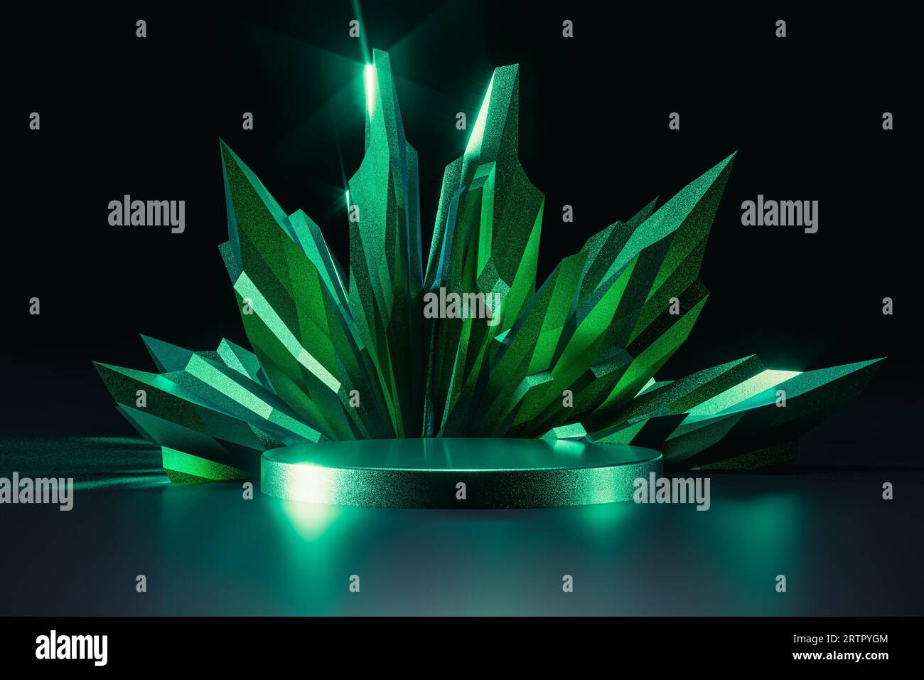 3d presentation pedestal or dais with emerald at background. 3d ...