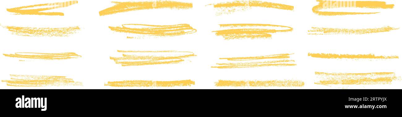 yellow Brush stroke, textured line and grunge effect. Marker scribble ...