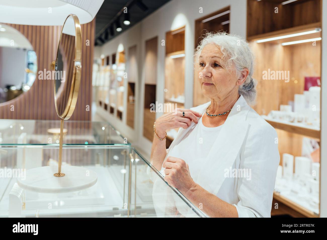 Sale, consumerism, shopping and people concept. Senior lady consumer ...