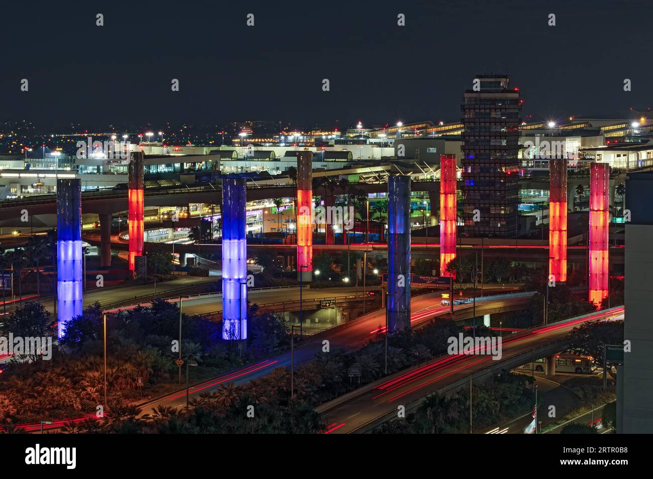 Los Angeles International Airport, night scene, looking west. LAX's ...
